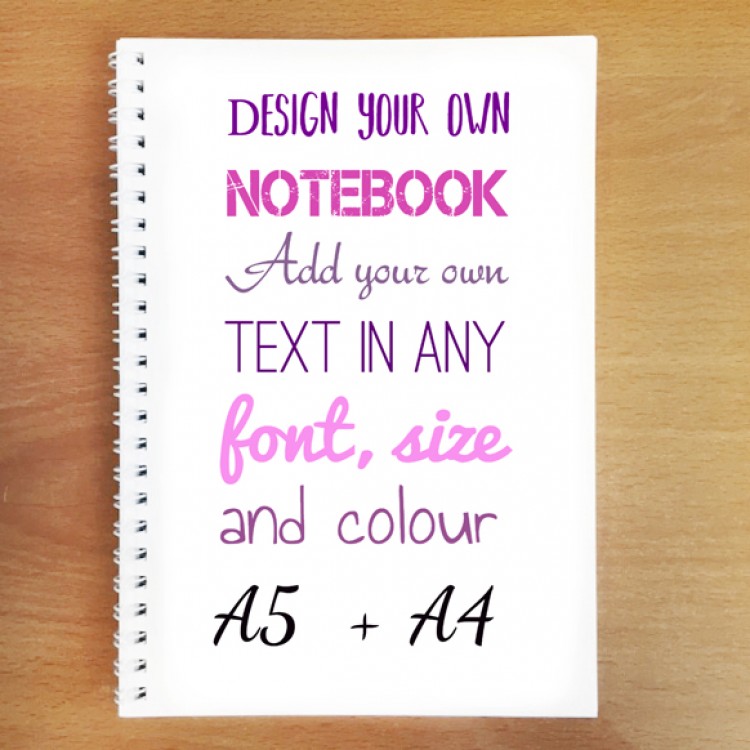 Personalised Notebook Design Your Own Text Only
